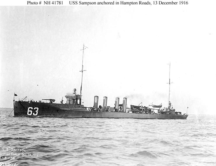 Destroyer Photo Index DD-63 USS SAMPSON