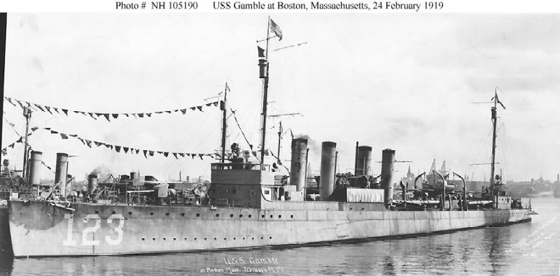 Destroyer Photo Index DD-123 / DM-15 USS GAMBLE