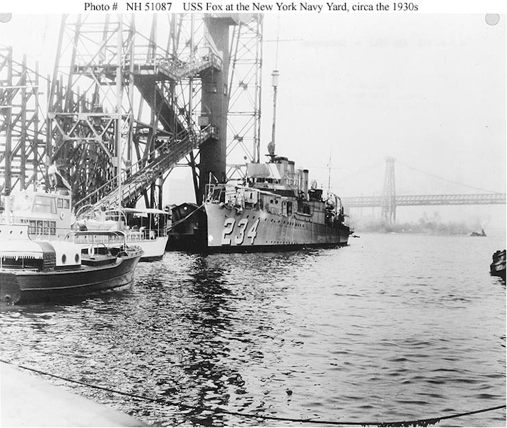 Destroyer Photo Index DD-234 / AG-85 USS FOX